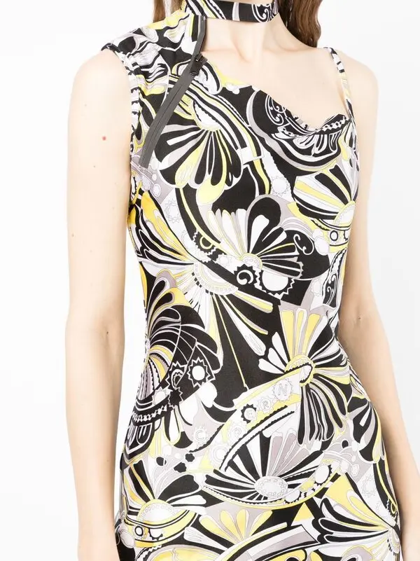 Coperni Abstract-print Cut-out Dress