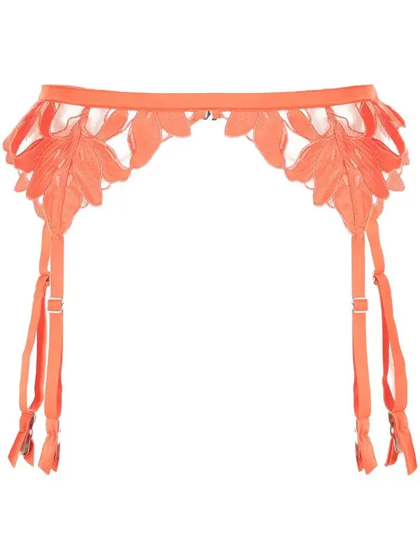 FLEUR DU MAL Lily Lace-embroidered Garter Belt
