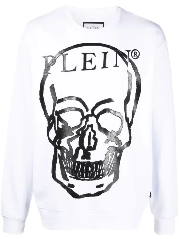 Philipp Plein Skull-print Long-sleeve Sweatshirt - White