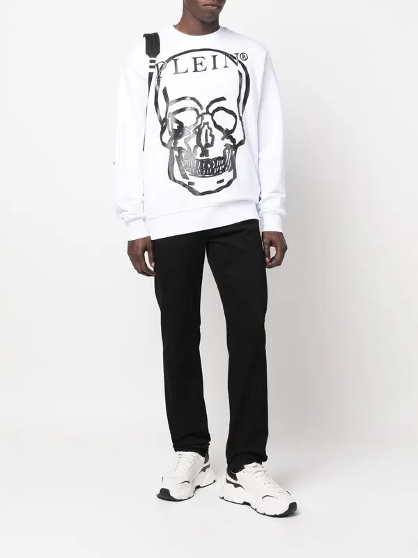 Philipp Plein Skull-print Long-sleeve Sweatshirt - White