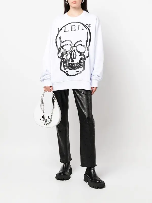 Philipp Plein Skull-print Long-sleeve Sweatshirt - White