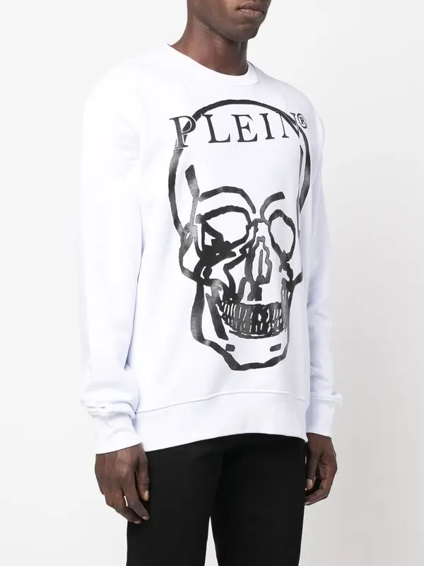 Philipp Plein Skull-print Long-sleeve Sweatshirt - White
