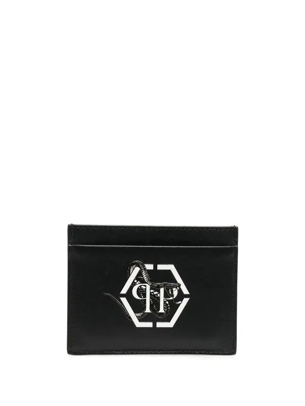 Philipp Plein French Hexagon-print Cardholder - Black