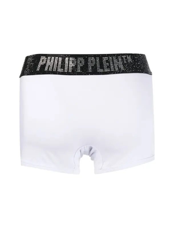 Philipp Plein Stones Rhinestone-logo Boxers - White