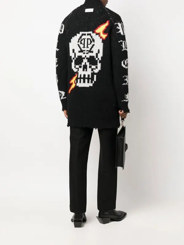 Philipp Plein Intarsia-knit Logo Cardigan