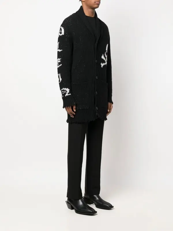 Philipp Plein Intarsia-knit Logo Cardigan