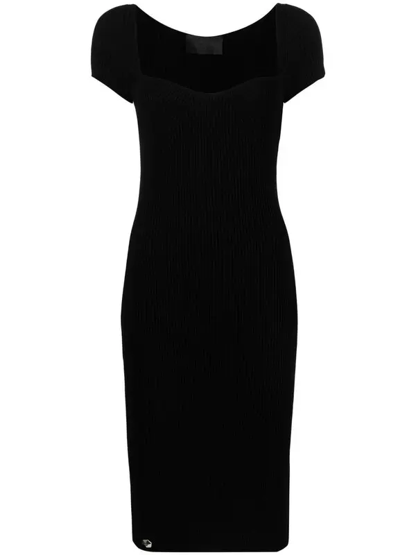 Philipp Plein Rib-knit Midi Dress - Black