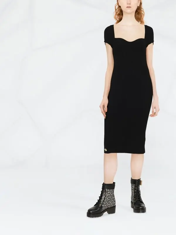 Philipp Plein Rib-knit Midi Dress - Black