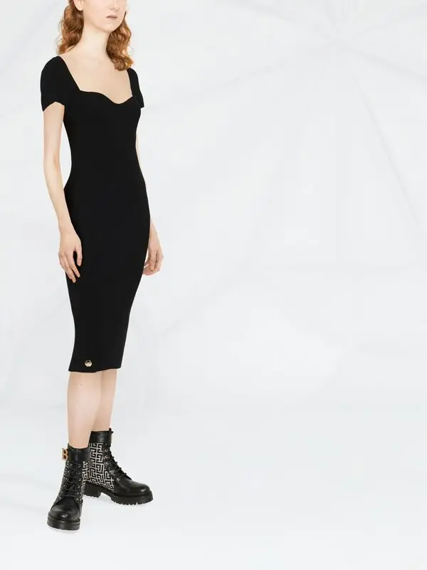 Philipp Plein Rib-knit Midi Dress - Black