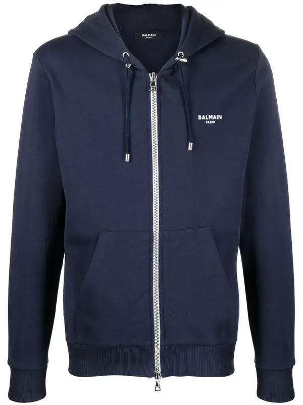 Balmain Logo-lettering Hoodie - Blue