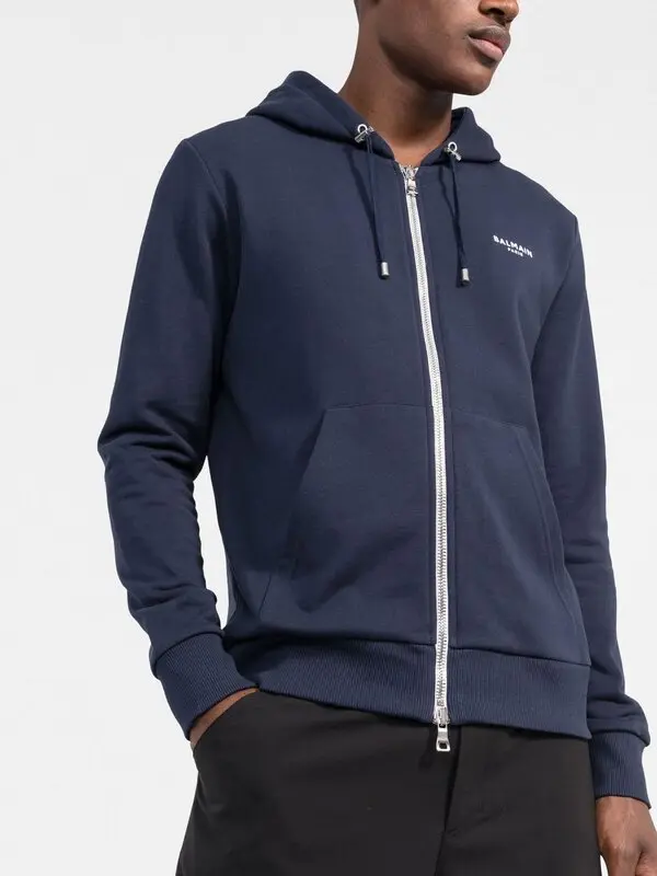 Balmain Logo-lettering Hoodie - Blue