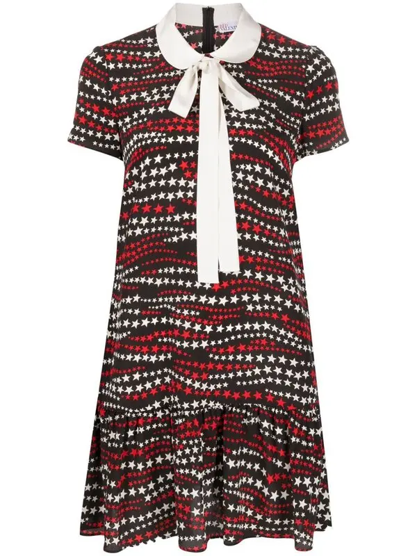 Red Valentino Star-print Short-sleeved Dress - Black