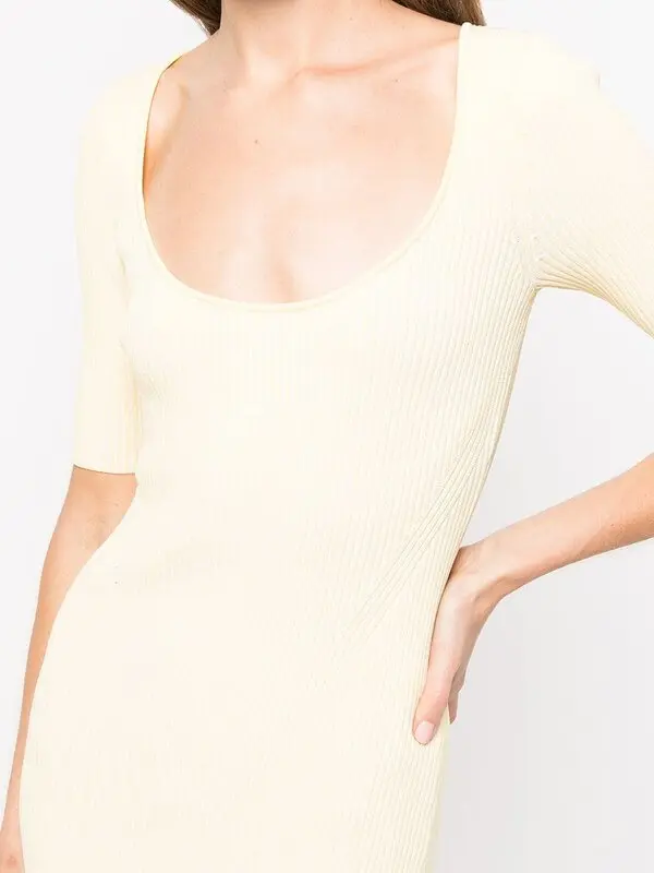 ganni yellow knit dress GANNI, Boucl-kit organic cotton-blend midi