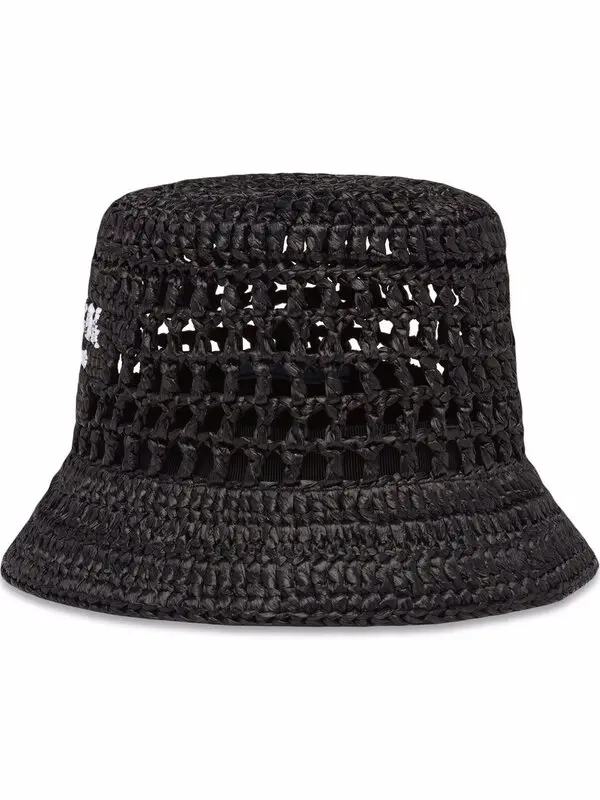 Prada Raffia Bucket Hat - Black