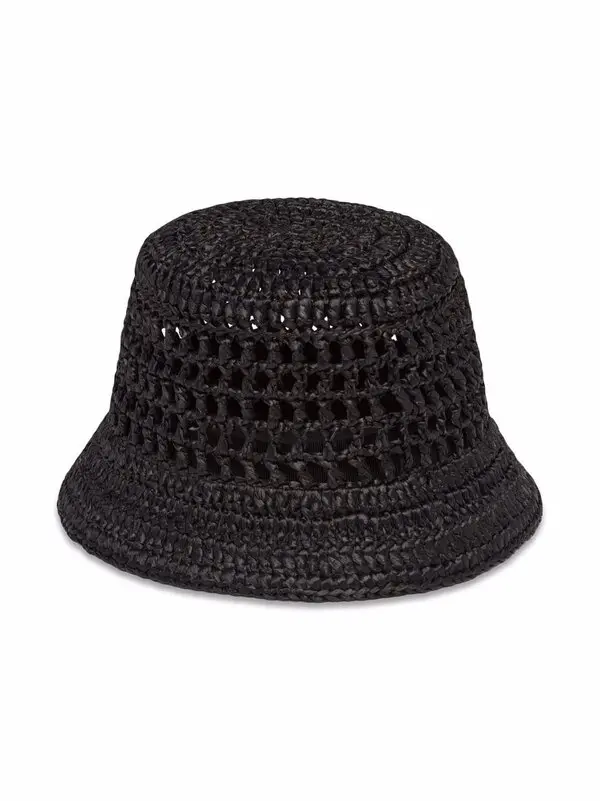 Prada Crochet Bucket Hat - Black