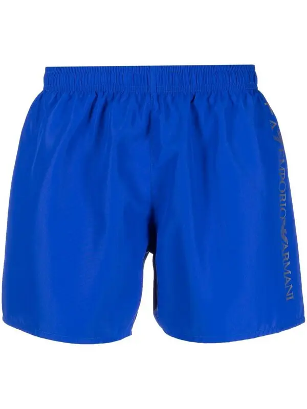 EA7 Logo-print Swim Shorts - Blue
