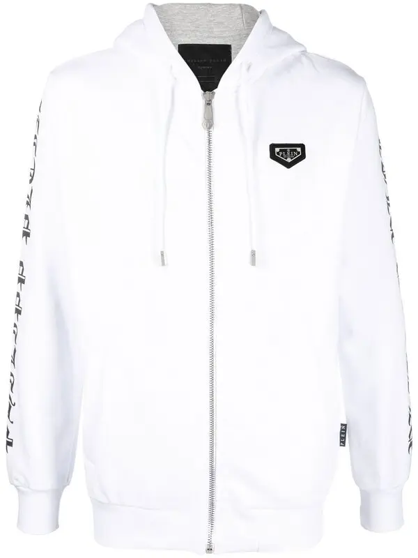 Philipp Plein Skull Print Zip-up Hoodie - White