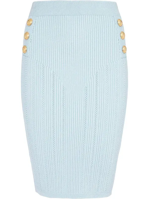 Balmain Knitted Pencil Skirt - Blue