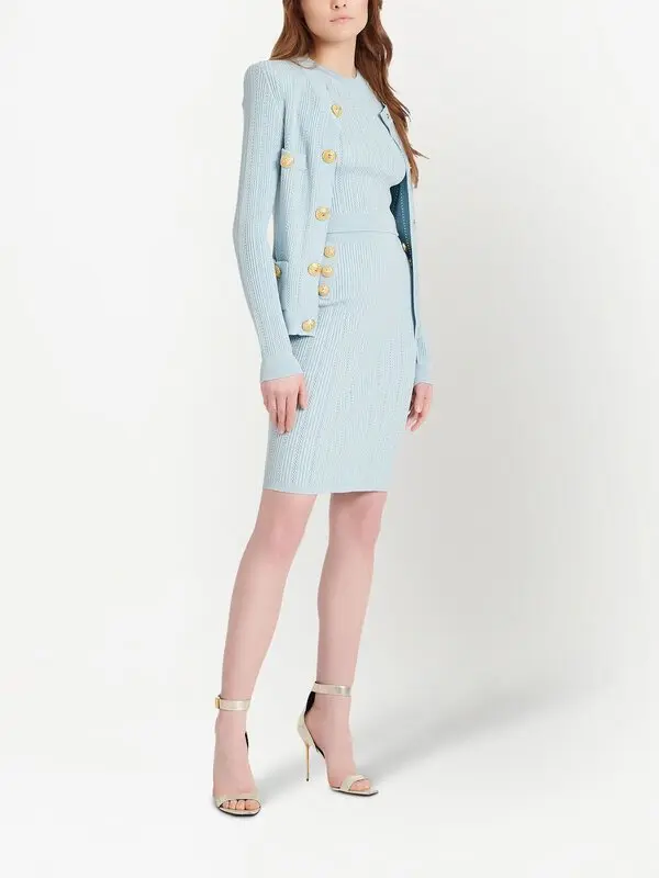 Balmain Knitted Pencil Skirt - Blue