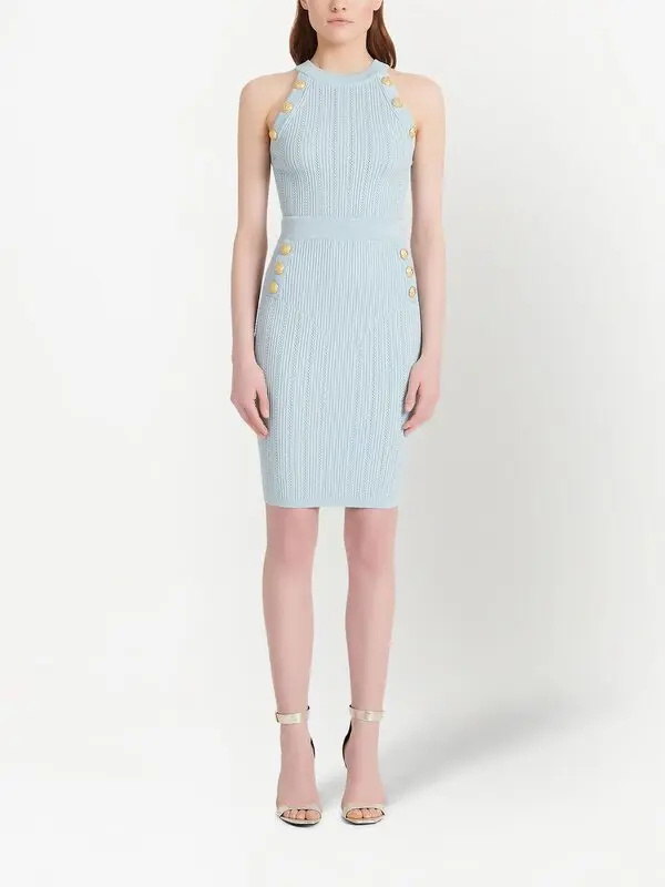 Balmain Knitted Pencil Skirt - Blue