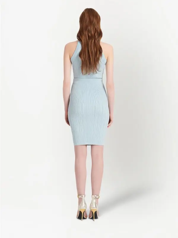 Balmain Knitted Pencil Skirt - Blue