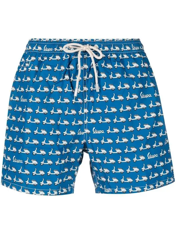 MC2 SAINT BARTH Vespa-motif Swim Shorts - Blue