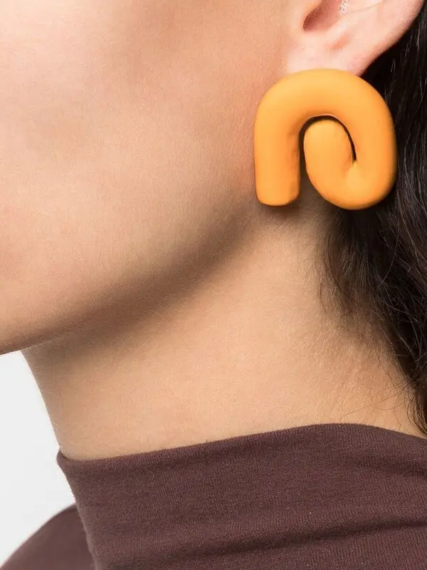 UNCOMMON MATTERS Nimbus Lacquered-wood Hoop Earrings - Orange