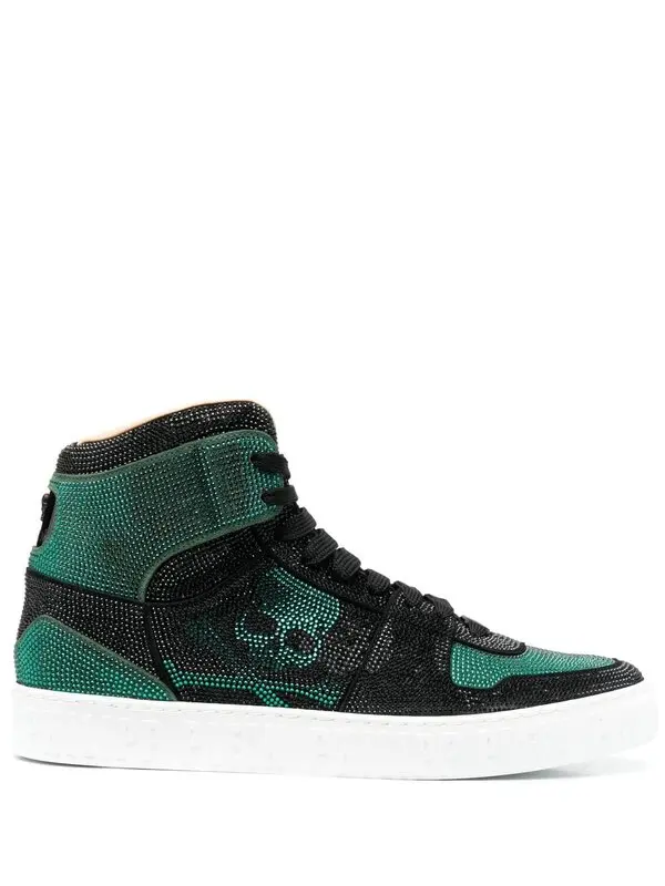 Philipp Plein Crystal-embellished Skull Motif High-top Sneakers - Black