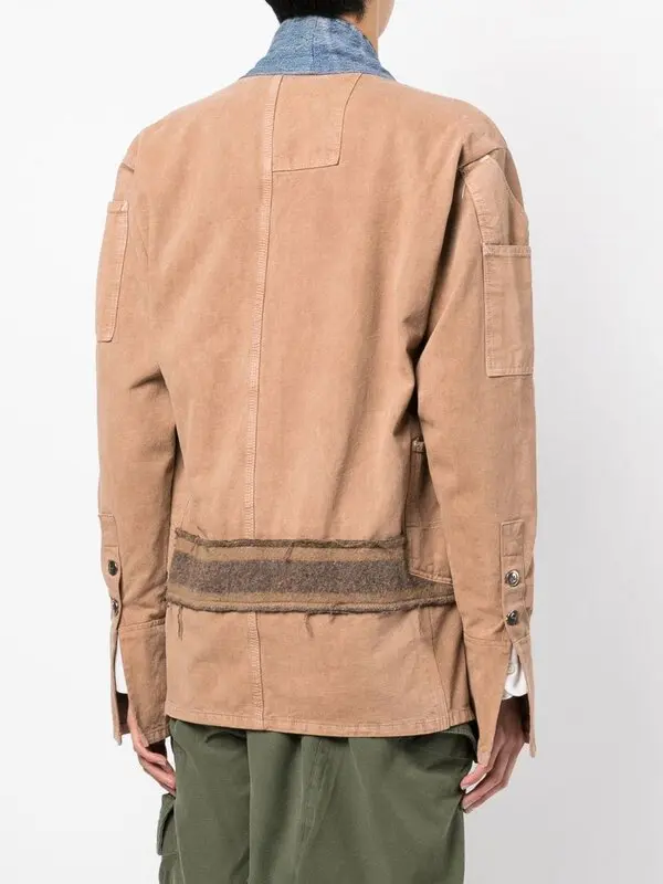 GREG LAUREN Patchwork Denim-trim Jacket