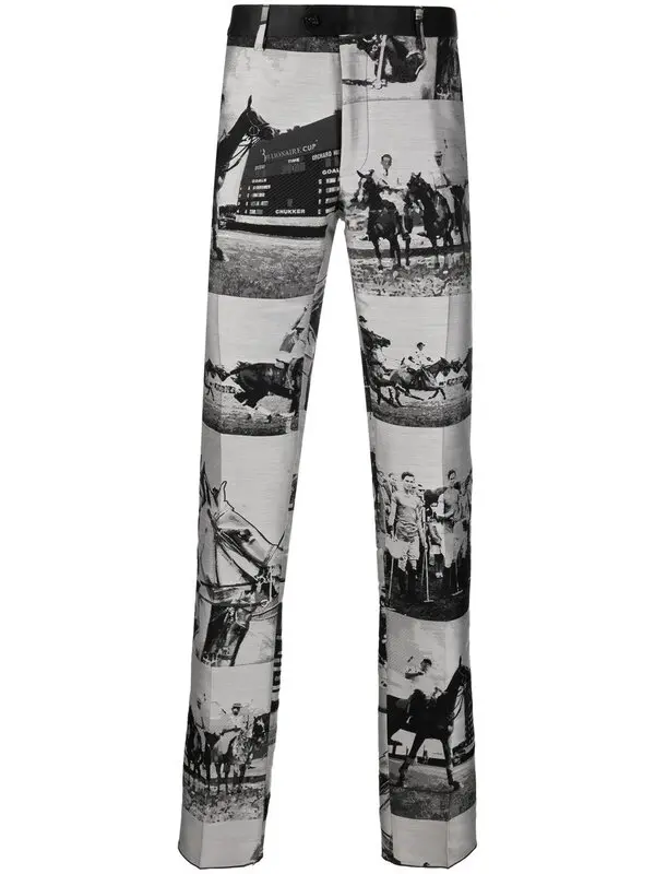 BILLIONAIRE Horse-print Slim Trousers