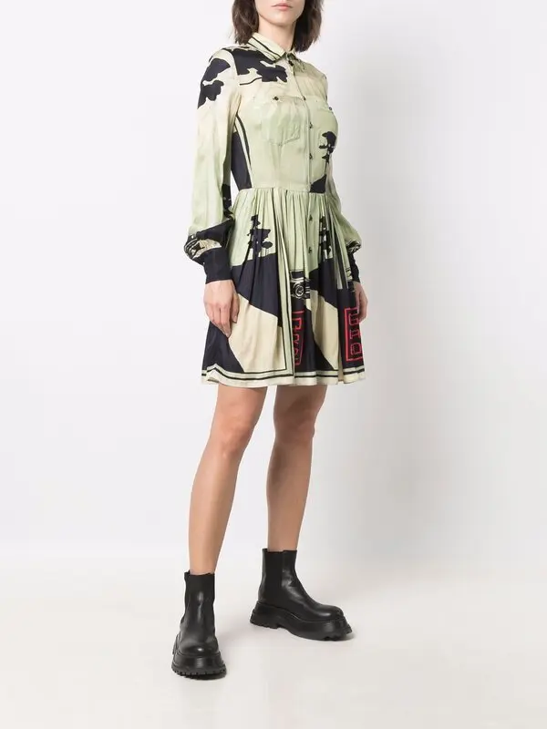 dsquared2 green dress Dsquared2 Graphic-Print Shirt Dress In Green - 4% Off