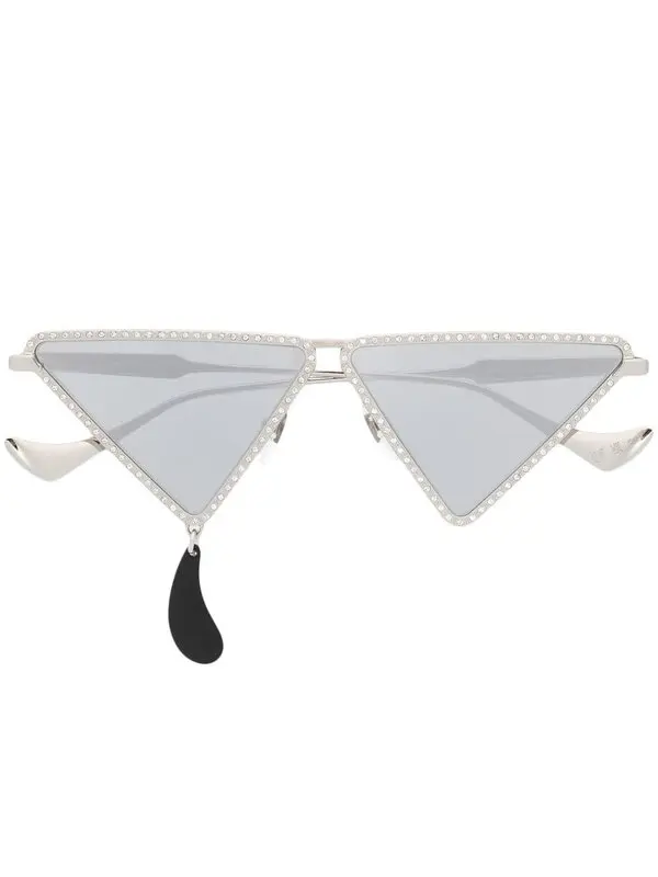 Gucci Embellished Geometric Sunglasses - Silver
