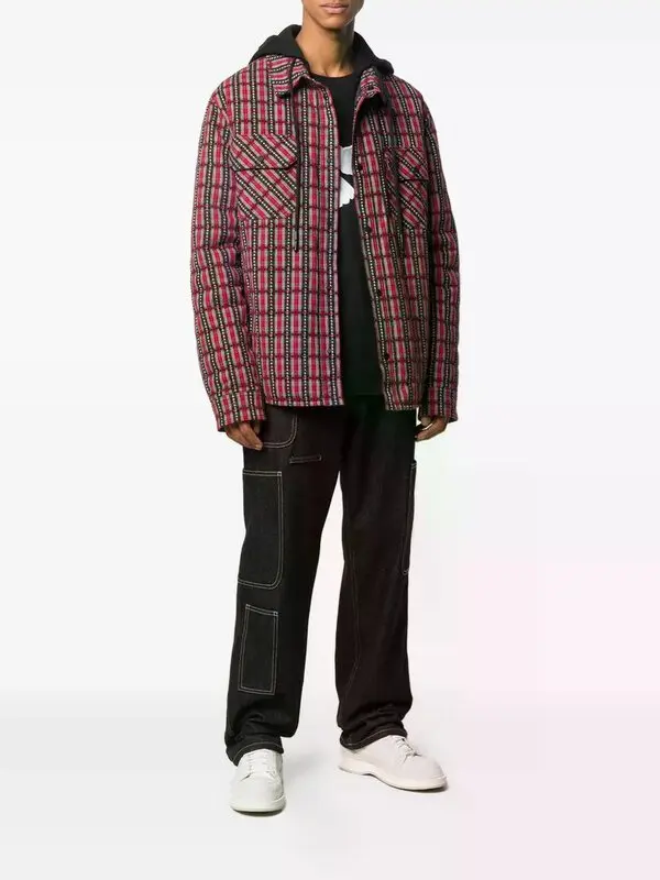 Off-White Check-pattern Hooded Jacket - Red
