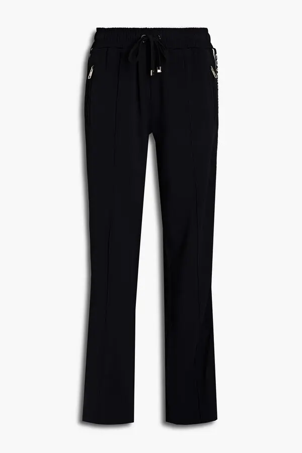 Dolce & Gabbana Stretch-crepe Track Pants With Monogrammed Trims - Black