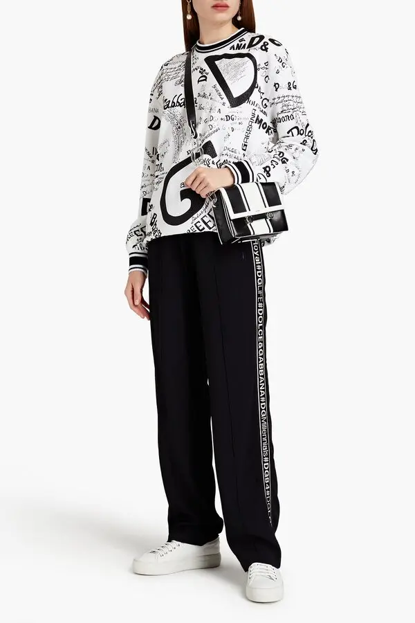 Dolce & Gabbana Stretch-crepe Track Pants With Monogrammed Trims