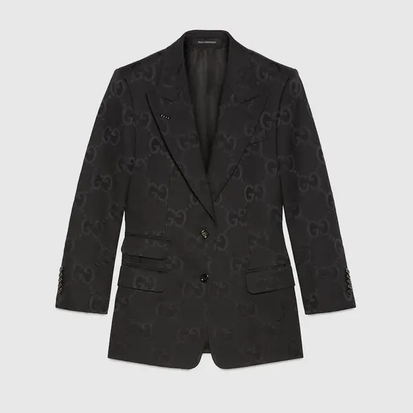 Gucci Light Gg Canvas Single-breasted Jacket, Size It Ready-to-wear
