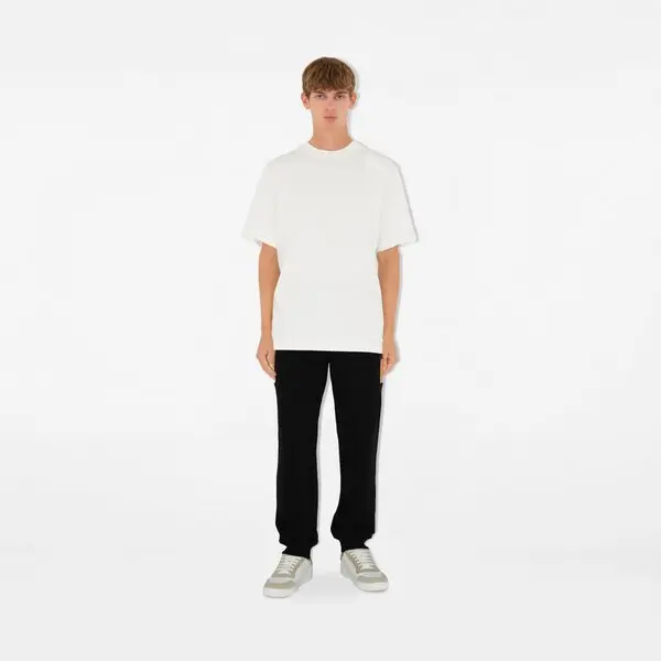Burberry Check Panel Cotton Jogging Pants - Black/archive Beige