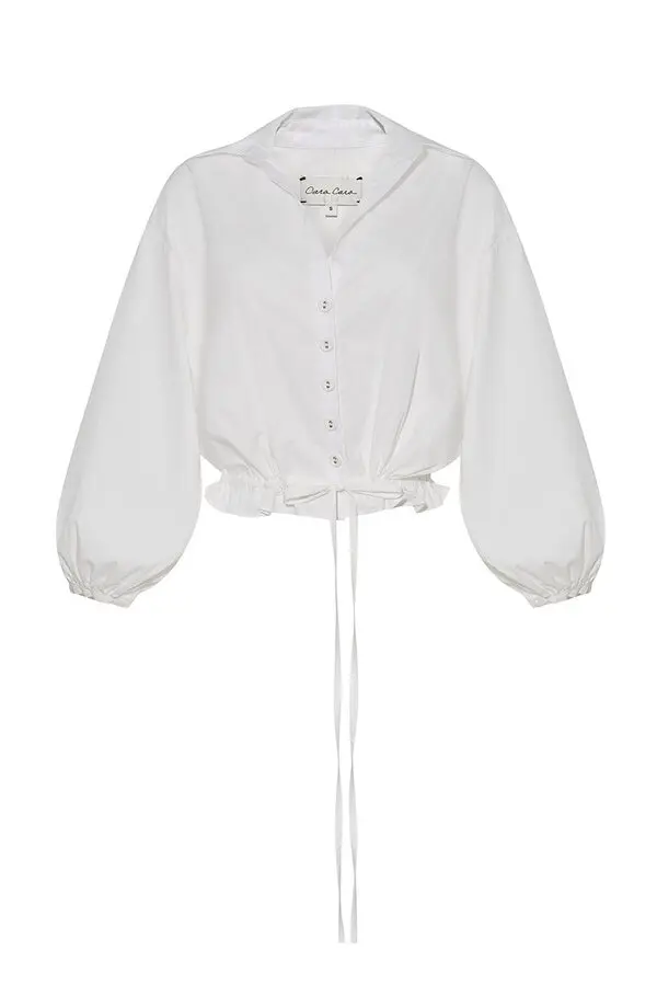 Cara Cara Hutton Cropped Blouse - White