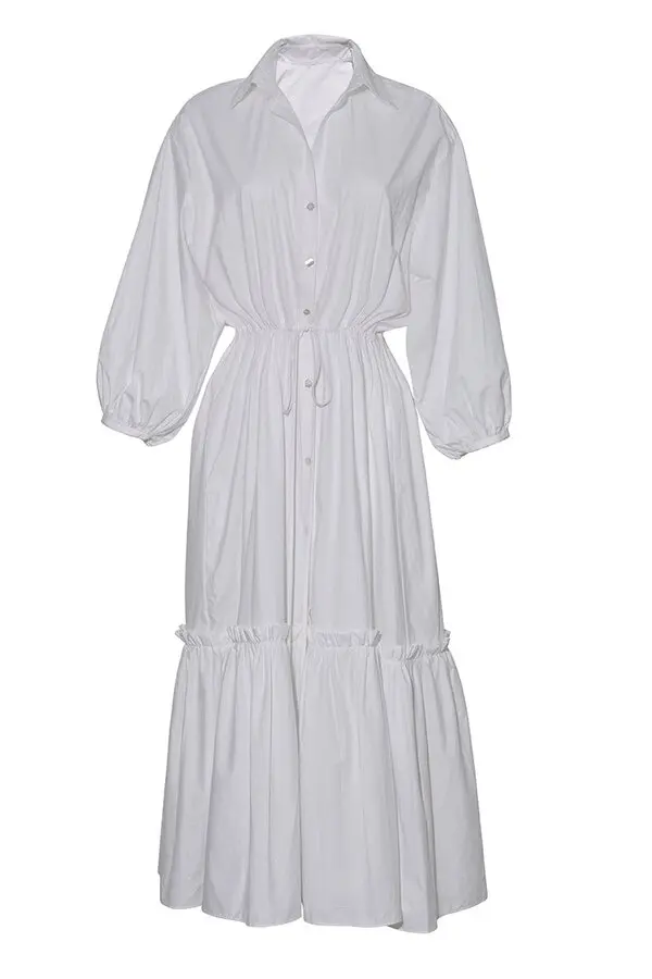 Cara Cara Hutton Shirt Dress - White