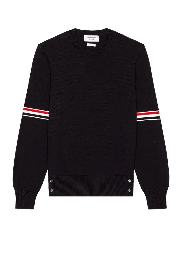 Thom Browne Milano Stitch Armband Cotton Sweater - Navy