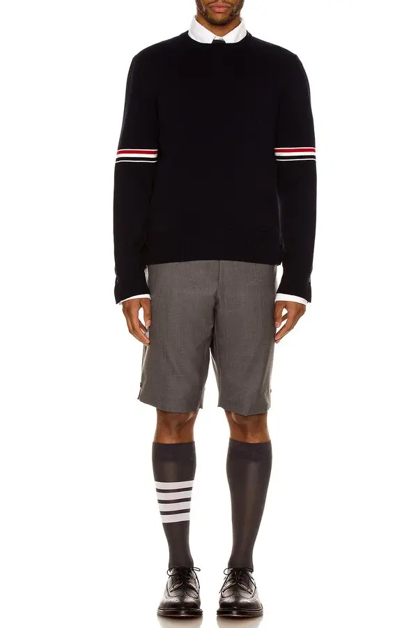 Thom Browne Milano Stitch Armband Cotton Sweater - Navy