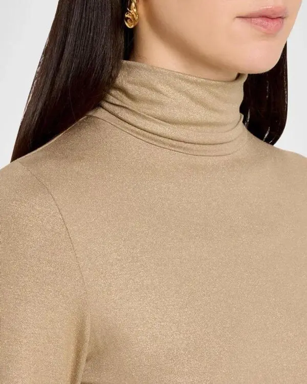 Majestic Filatures Metallic Turtleneck Top - Fossil