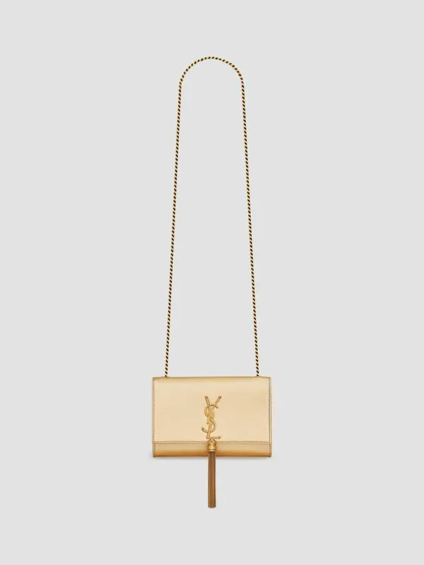 Saint Laurent Kate Metallic Leather Shoulder Bag - Oro