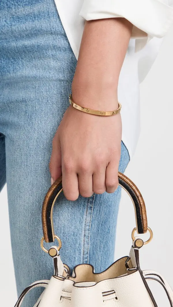 Tory Burch Thin Icon Hinge Bracelet - Tory Gold