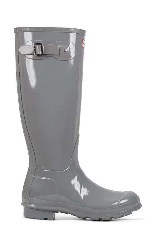 Hunter Refined Tall Gloss Rain Boots - Tundra Grey