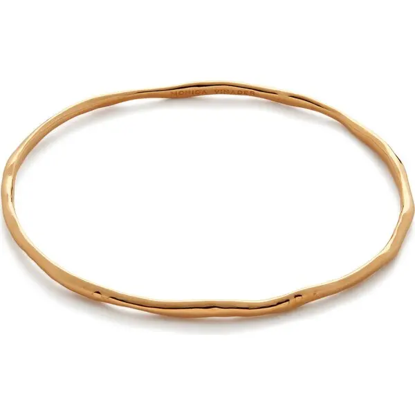 Monica Vinader Siren Muse Hammered Bangle Bracelet - 18ct Gold On Sterling S