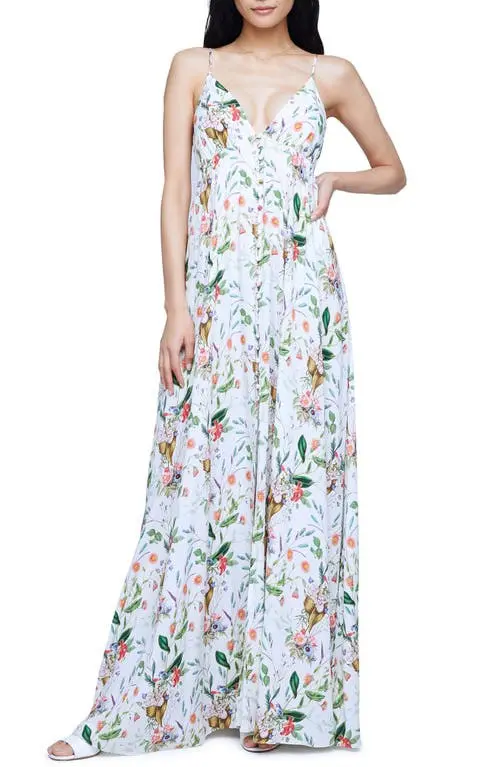 L'Agence Stefani Floral Print Empire Waist Maxi Dress In Ivory Multi - 62%  Off | Editorialist