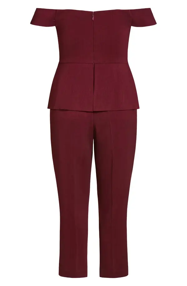 City Chic Off-the-shoulder Jumpsuit With Peplum Waist
