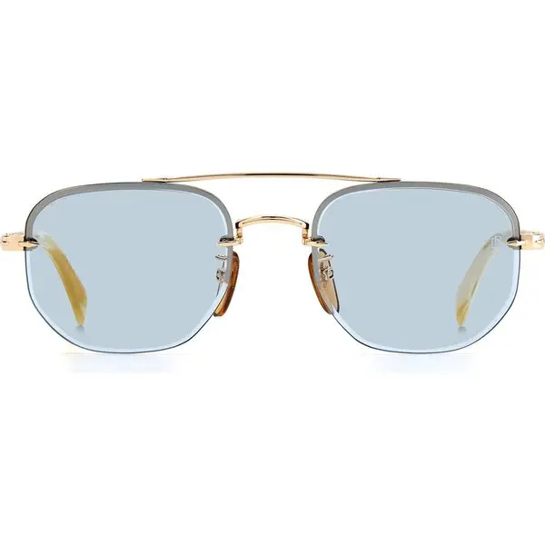 DB EYEWEAR BY DAVID BECKHAM 53mm Geometric Sunglasses - Gold Beige Horn