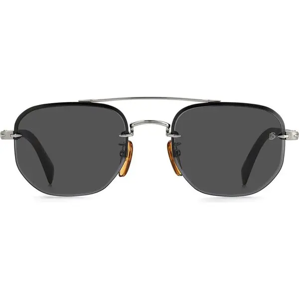 DB EYEWEAR BY DAVID BECKHAM 53mm Geometric Sunglasses - Ruthenium Black